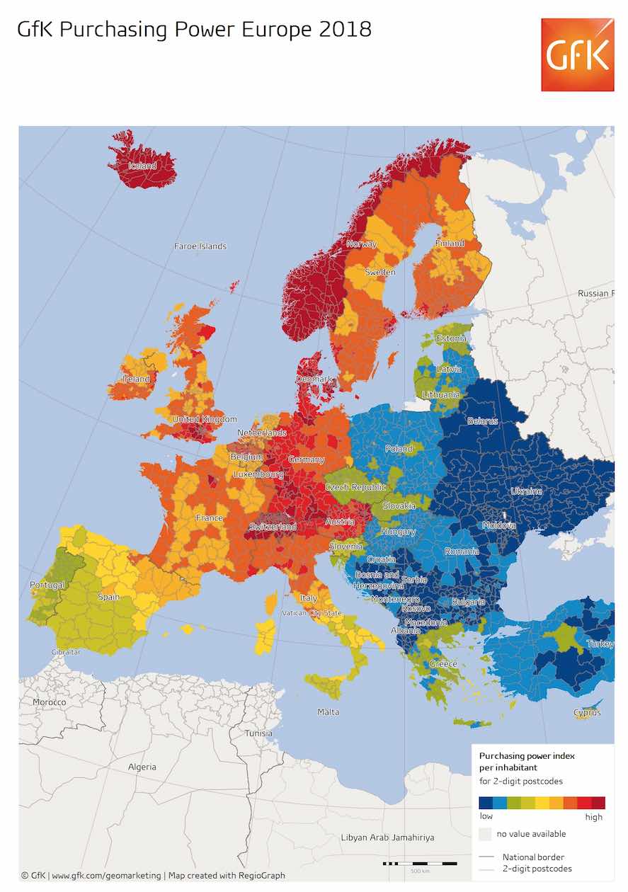 GfK Purchasing Power carte Europe | CB Expert